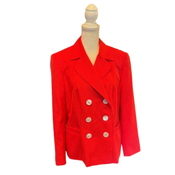 Escada | Jackets & Coats | Laurel By Escada Red Pinstriped Wool Blend ...